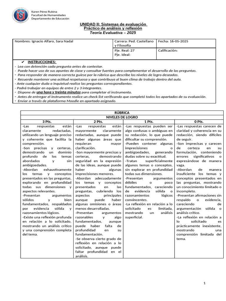 IGNACIO ALFARO. SARA NADAL. Práctico de Analisis. Evaluación Unidad II ...