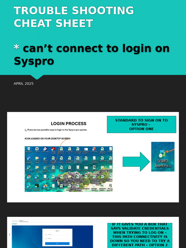 Syspro Login Troubleshooting Guide | PDF