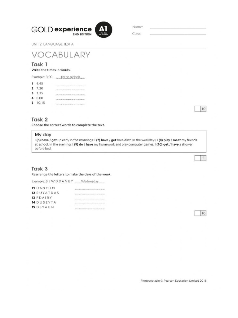 Gold Experience Unit 2 Extra Practice | PDF