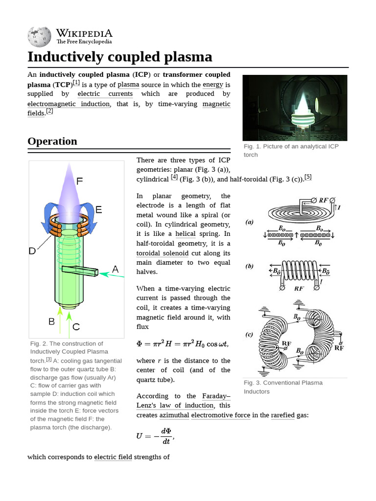 Inductively Coupled Plasma | PDF | Electromagnetism | Physical Phenomena