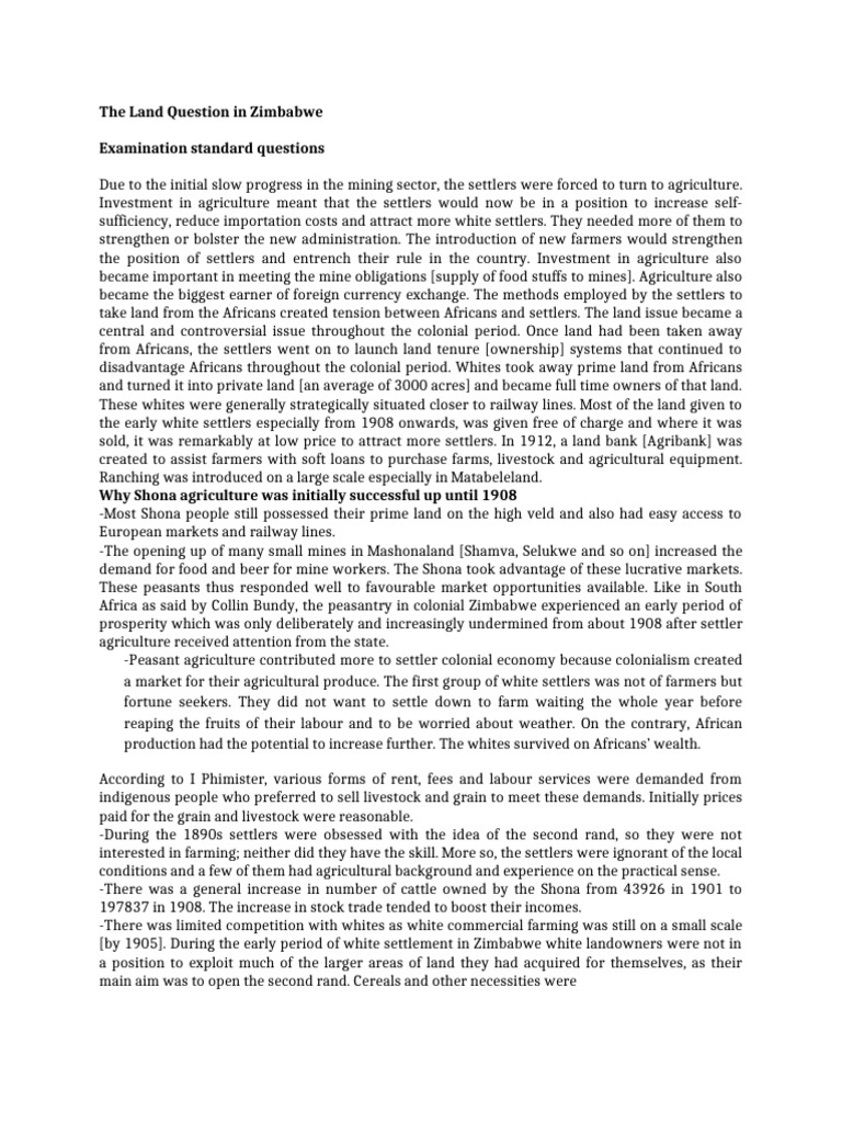 Land Tenure and Agriculture in Zimbabwe | PDF | Agriculture | Economies