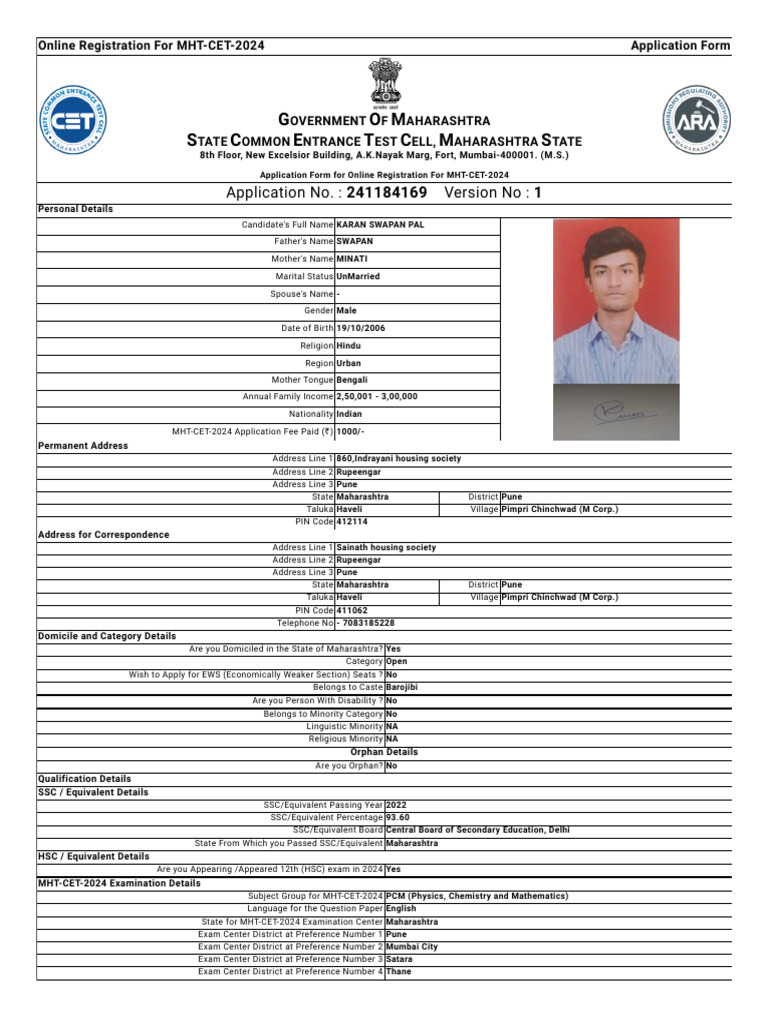 State Common Entrance Test Cell, Government of Maharashtra | PDF