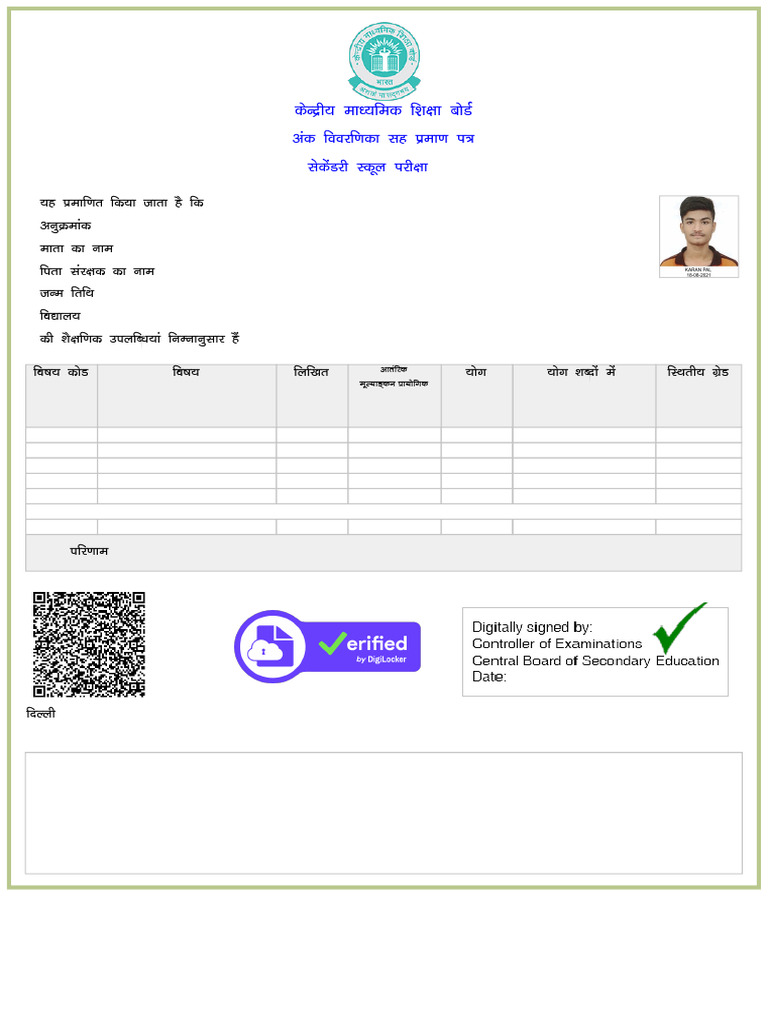 10th Marksheet | PDF | Educational Stages | Secondary Education