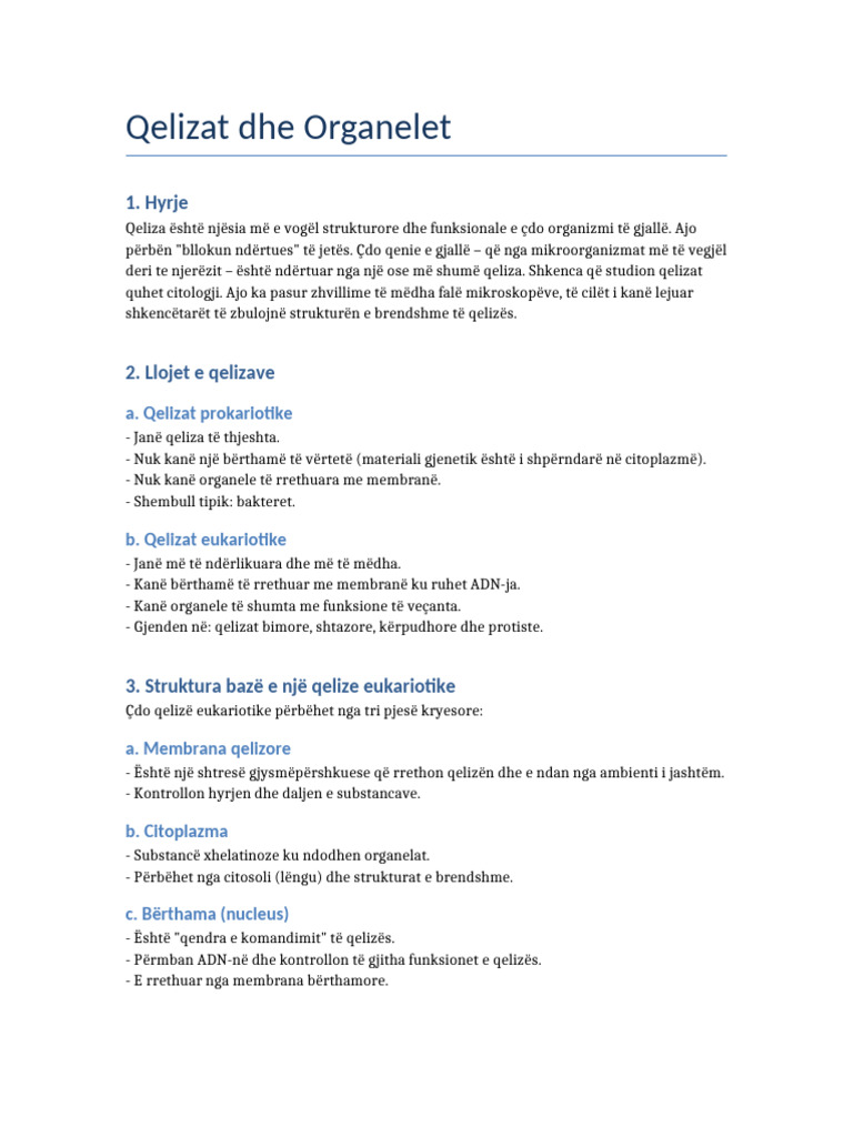 Qelizat Dhe Organelet | PDF