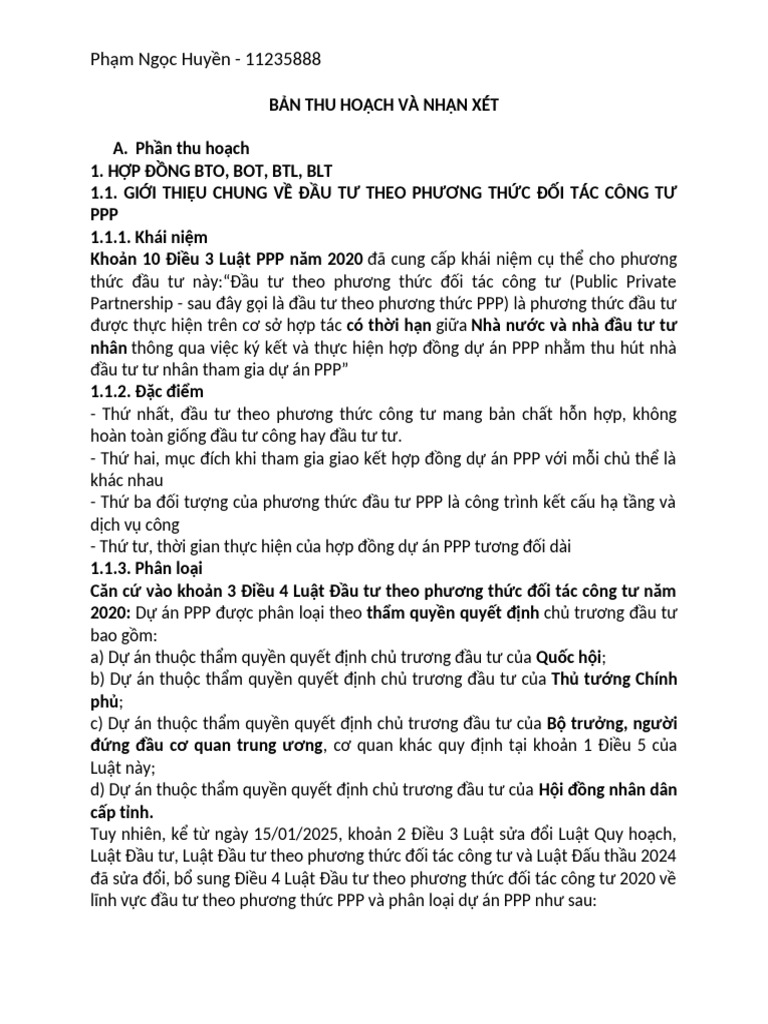 H P Đ NG Bto, Bot, BTL, BLT | PDF