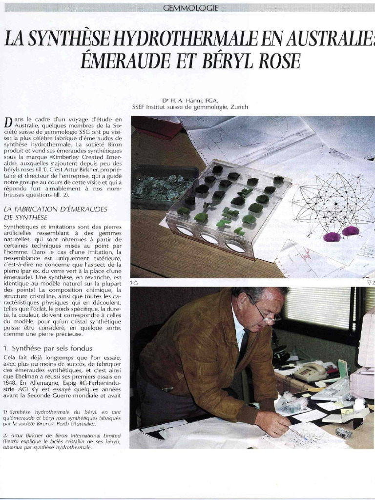 1993 Haenni La Syntese Hydrothermale en Australie - Emeraude Et Beryl ...