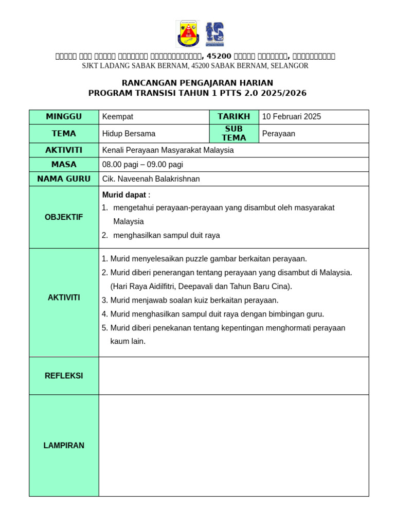 Contoh RPH Transisi | PDF