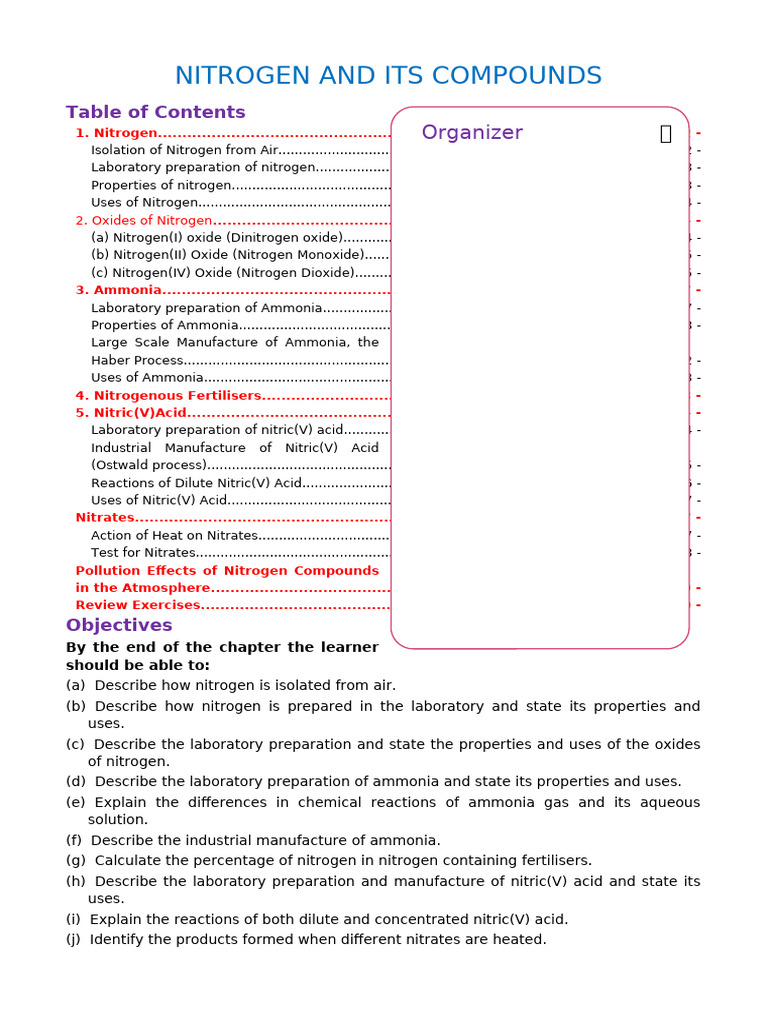 Nitrogen Compounds: Properties & Uses | PDF | Nitrogen | Nitric Acid