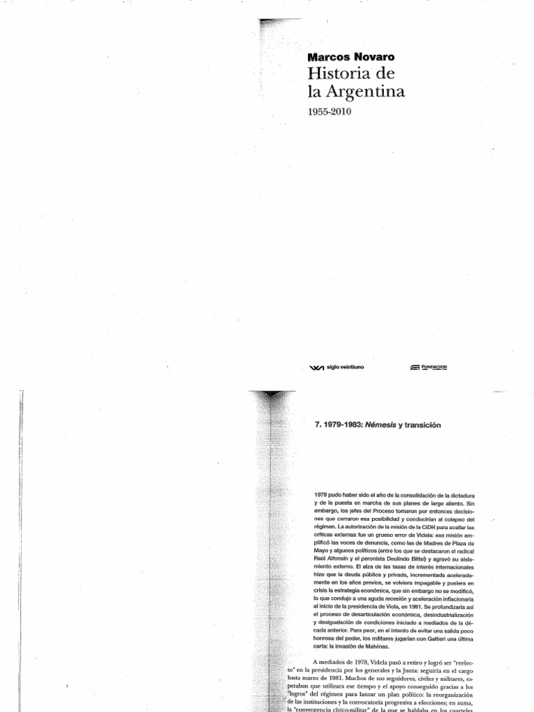 Historia de La Argentina 1955-2010 Marcos Novaro - Cap.7 | PDF