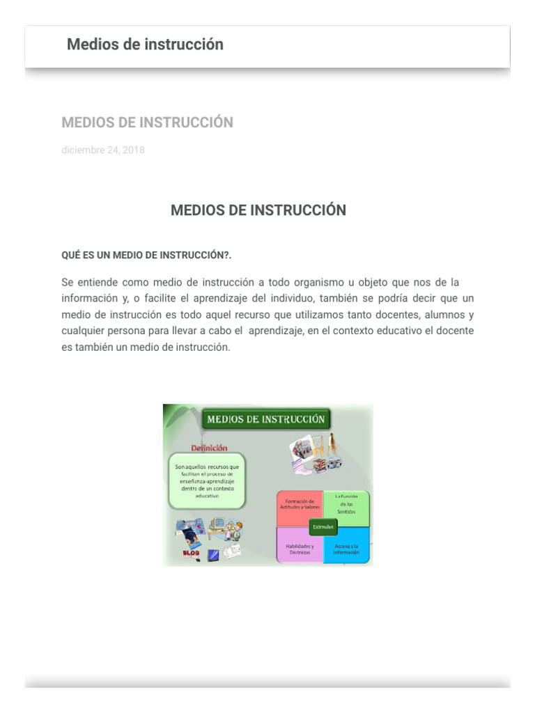 Medios de Instrucción en Educación | PDF | Aprendizaje | Enseñando