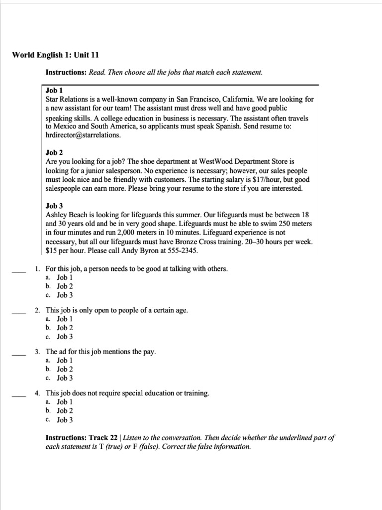 Level 1 - Unit 11 | PDF