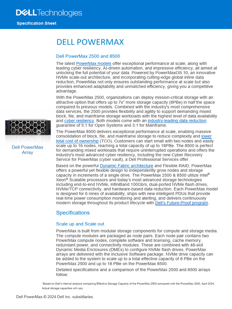 Powermax 2500 8500 Spec Sheet | PDF | Scalability | Alternating Current