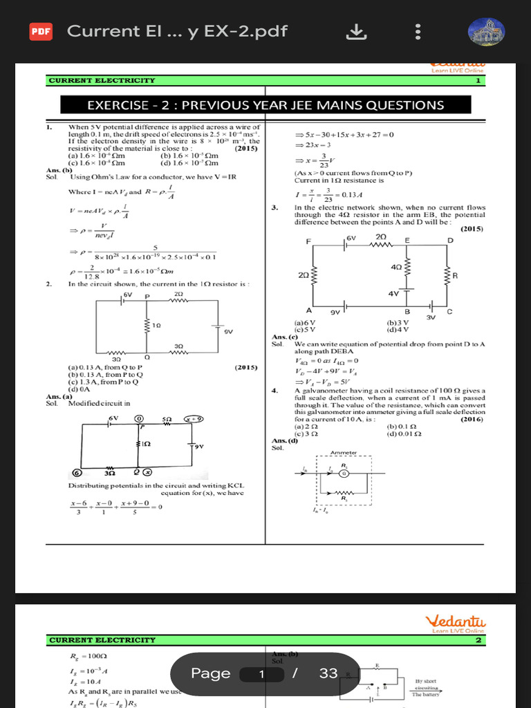 Current Electricity EX-2.pdf - Google Drive | PDF | Electronics | Quantity