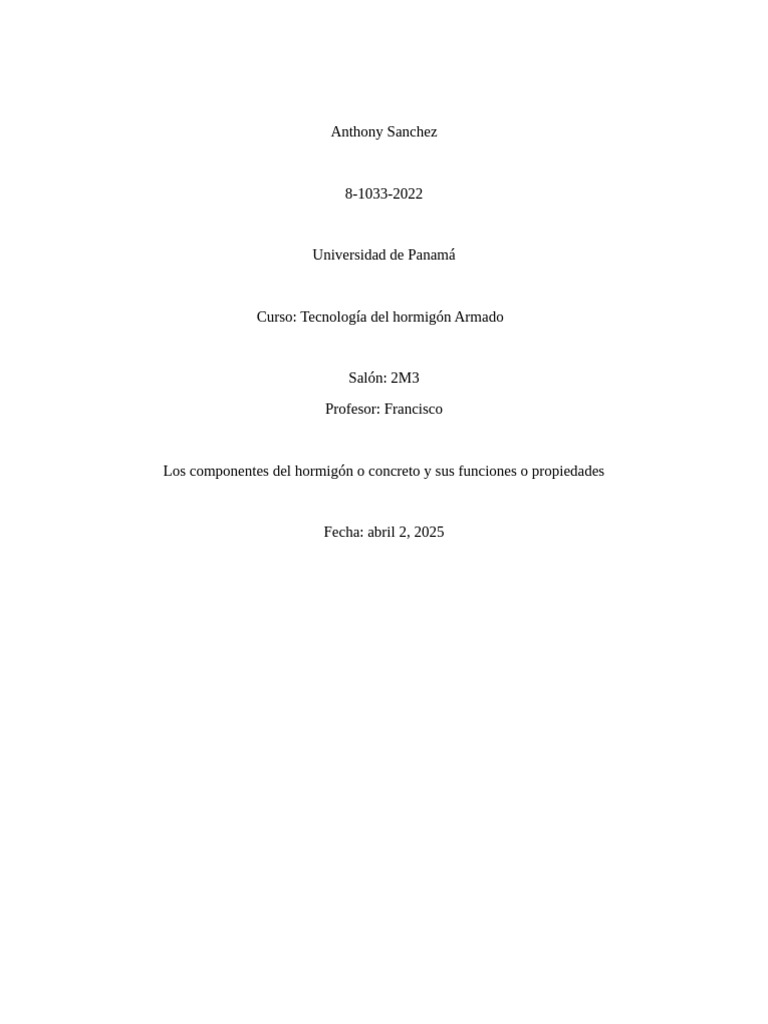 Componentes Del Hormigon | PDF