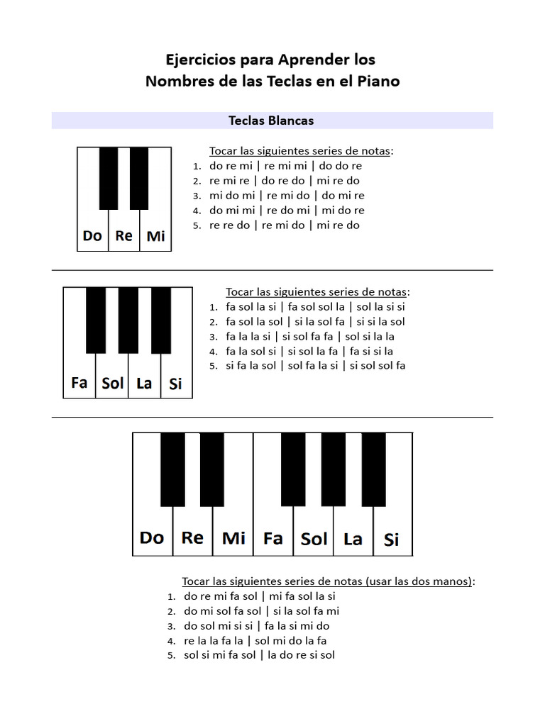 Nombres de Teclas en el Piano | PDF
