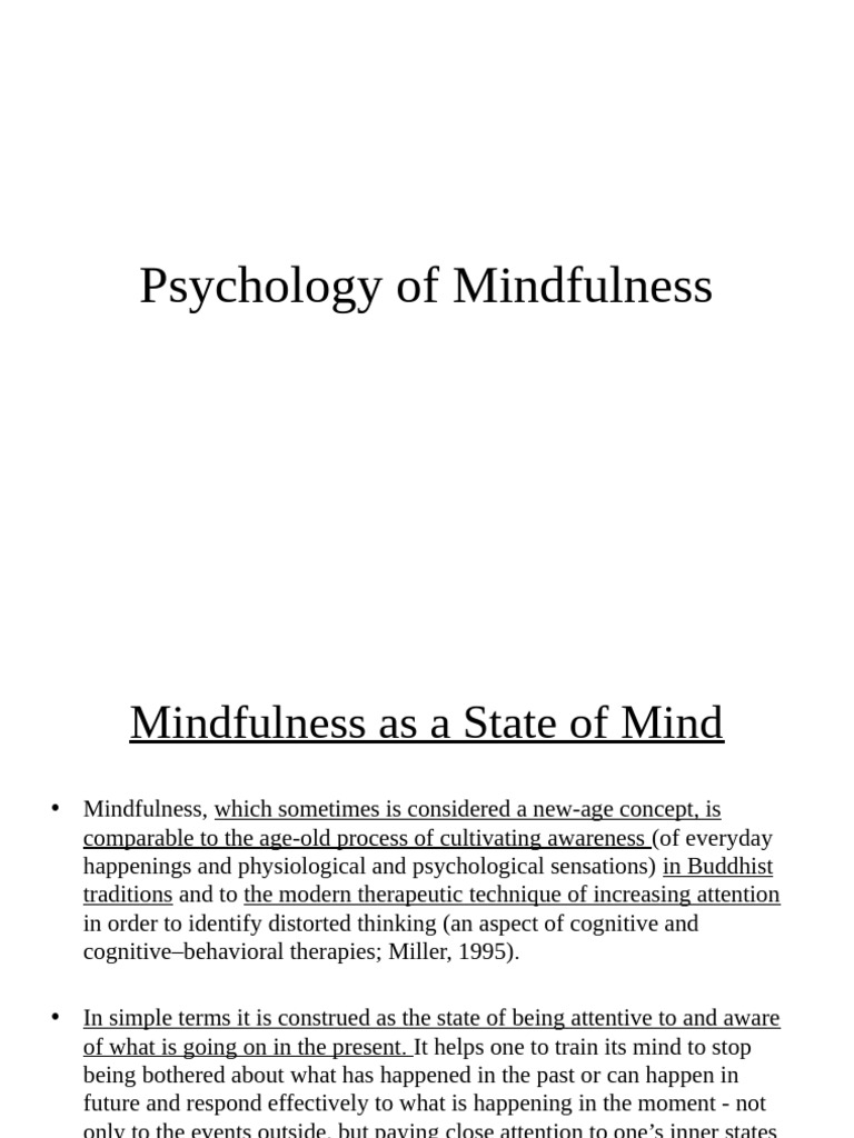 Psychology of Mindfulness | PDF | Mindfulness | Meditation