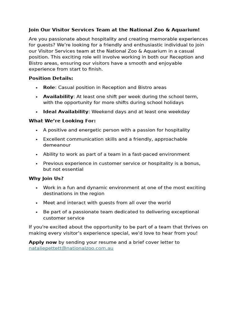 Visitor Services Ad April 25 | PDF