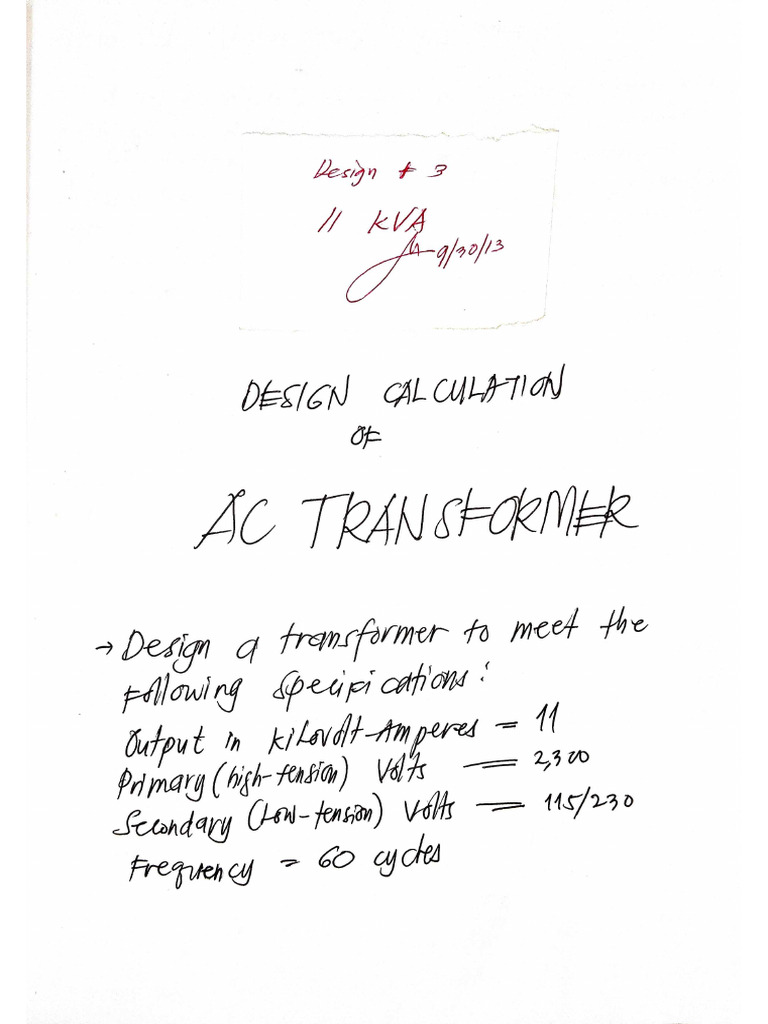 EE 33-L - Lab Output 1 Additional Sample - DESIGN CALCULATION OF AC ...