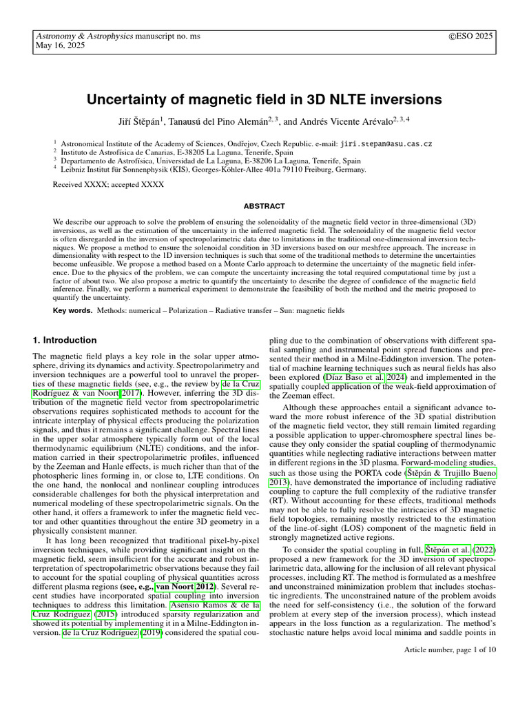 Uncertainty of Magnetic Field in 3D NLTE Inversions | PDF | Inverse Problem | Euclidean Vector