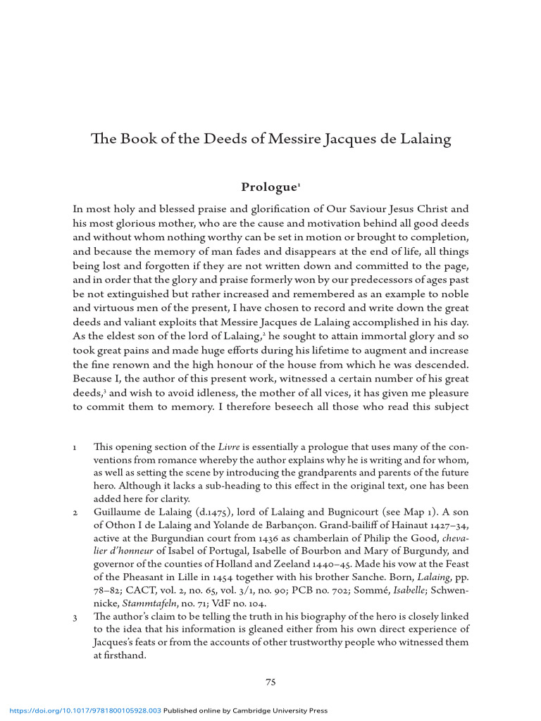 The Book of The Deeds of Messire Jacques de Lalaing | PDF