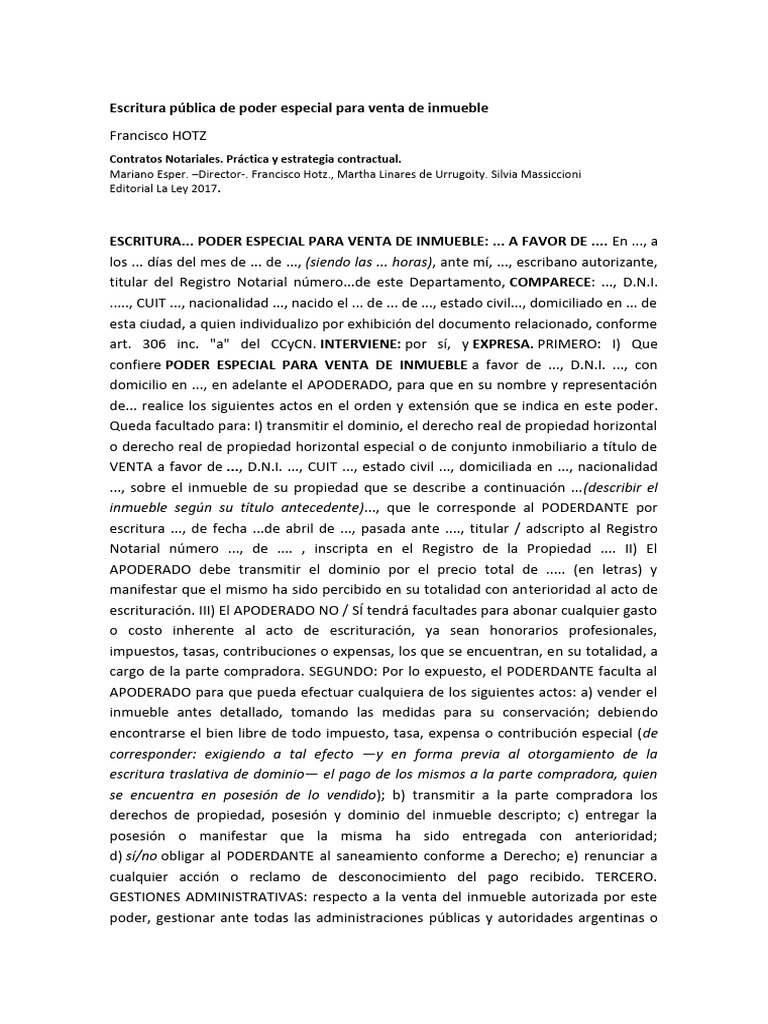 Poder Especial para Venta de Inmueble Esper Práctica y Estrategia Contractual | PDF | Propiedad