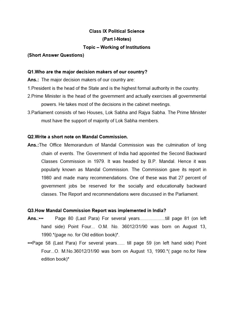 Class IX Political Science | PDF | Governance | Public Law