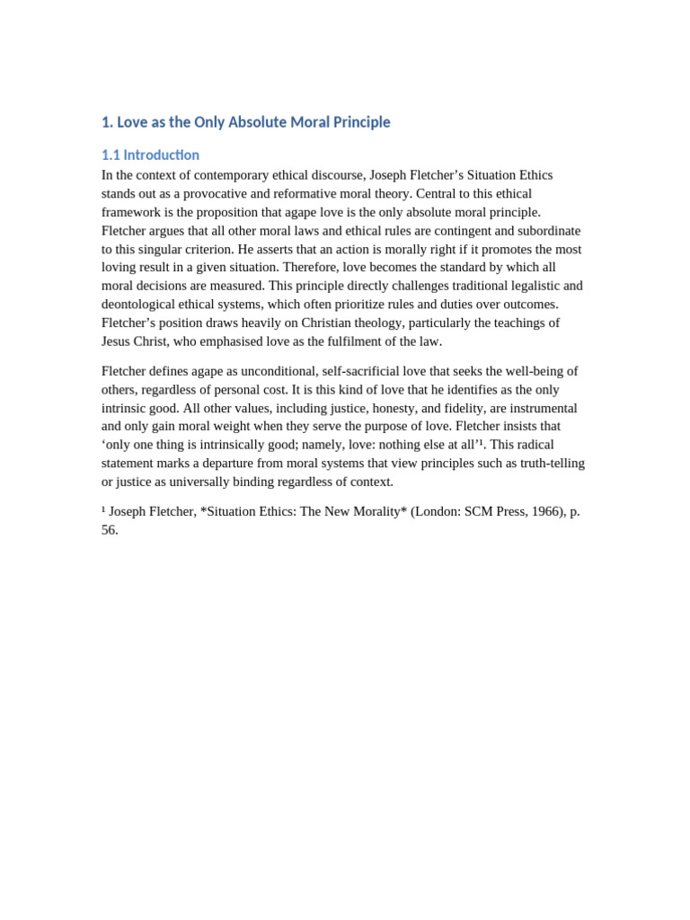 Fletcher New Morality Love Principle | PDF