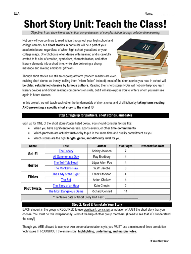 Short Story Unit - Student Packet Student | PDF | Narration | Microsoft ...