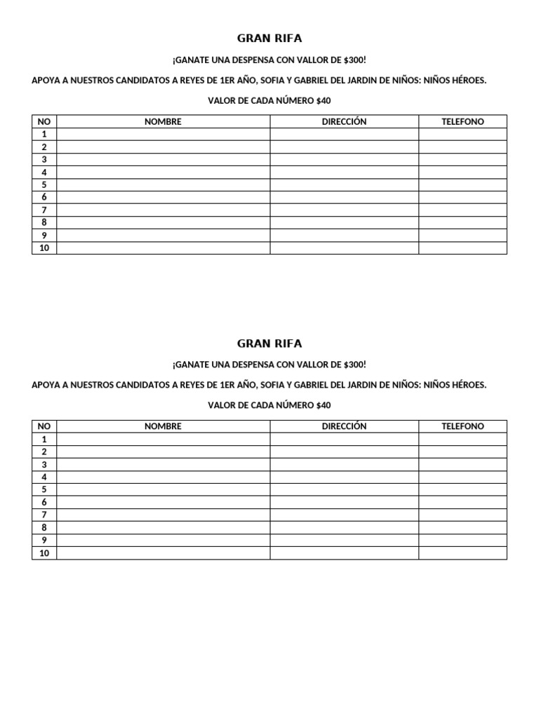 Formato Gran Rifa | PDF
