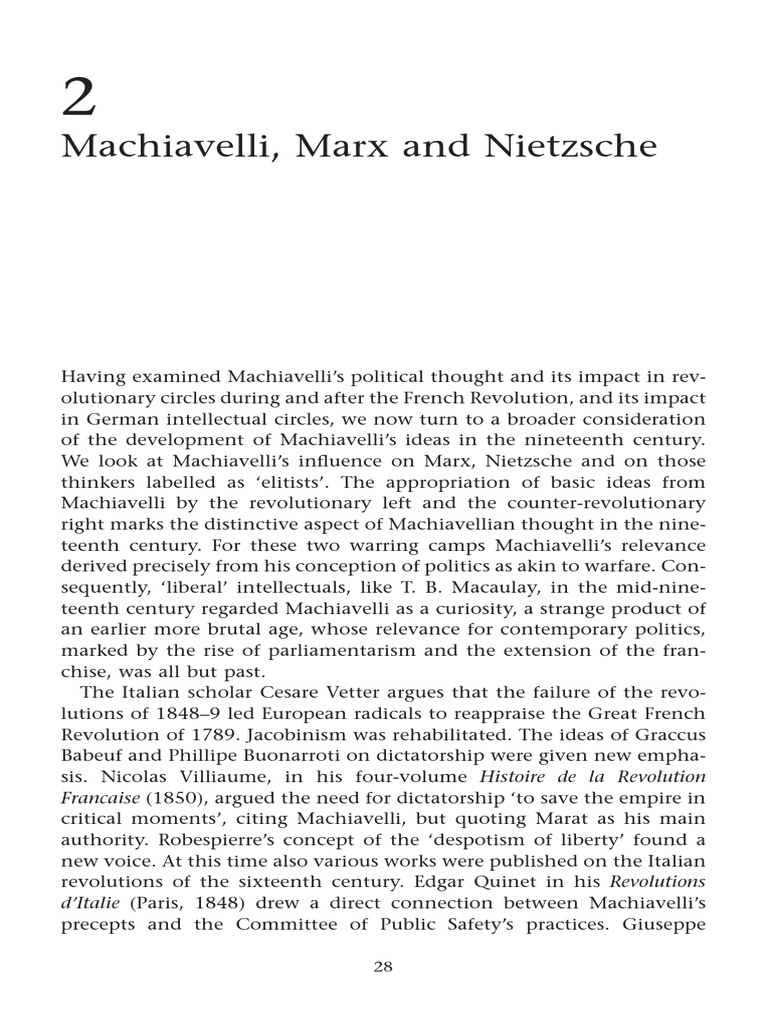 Machiavelli's Influence on Marx and Nietzsche | PDF | Marxism | Karl Marx