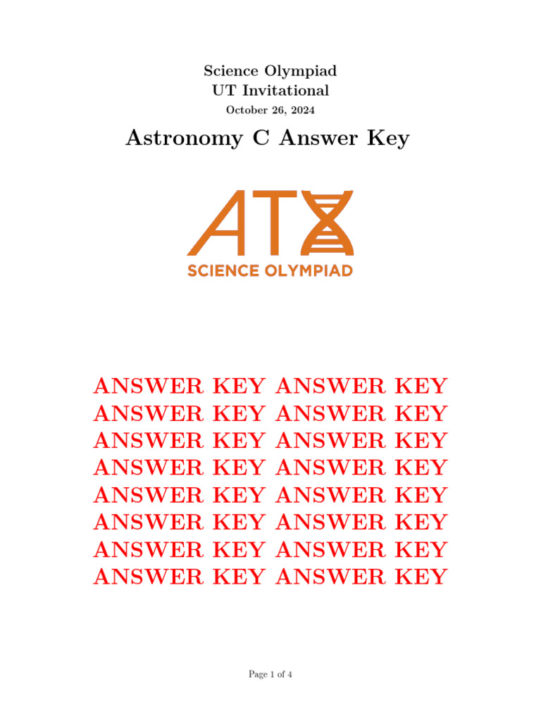 Astronomy C Answer Key - UT 2024 | PDF | Exoplanet | Atmosphere