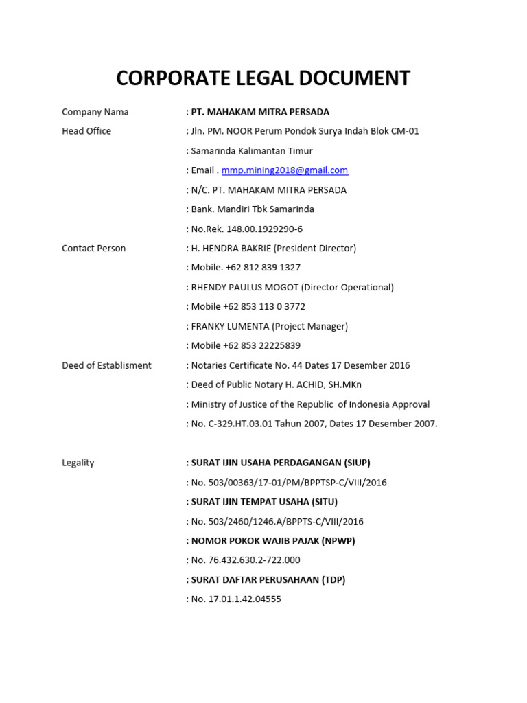 Corporate Legal Document | PDF
