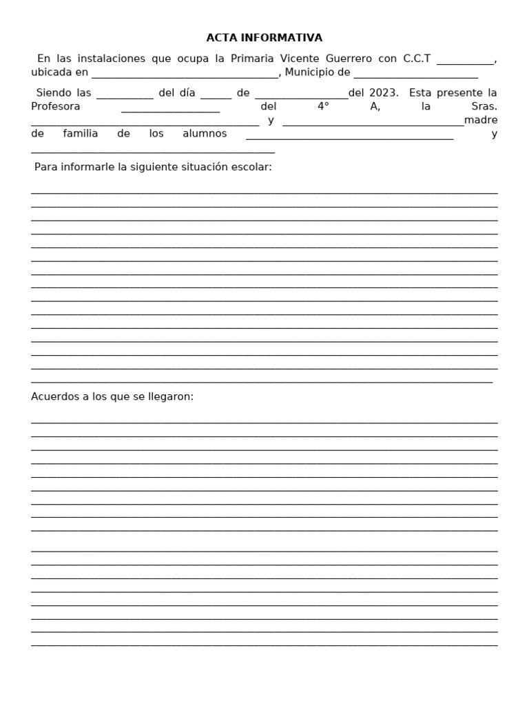 Ejemplo de Acta Informativa | PDF