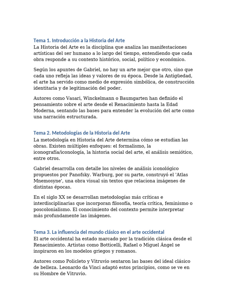 Historia del Arte: Metodologías y Evolución | PDF | Historia del Arte ...