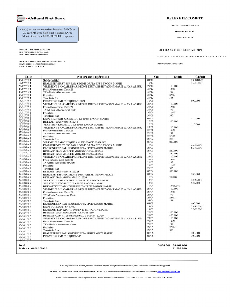 Releve Bancaire | PDF