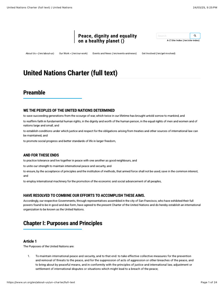 United Nations Charter Full Text | PDF | United Nations General ...