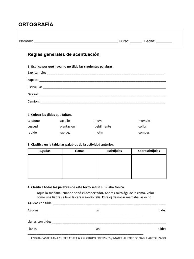 6LCL Ortografia 03 Reglas Generales de Acentuacion | PDF | Estrés ...