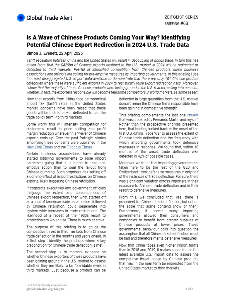 China Trade Deflection Potential | PDF | Exports | Tariff