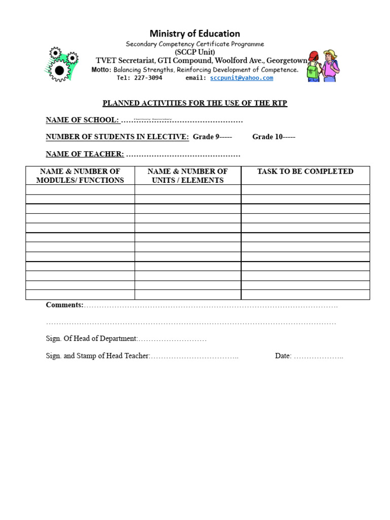 RTP List of Activitives | PDF