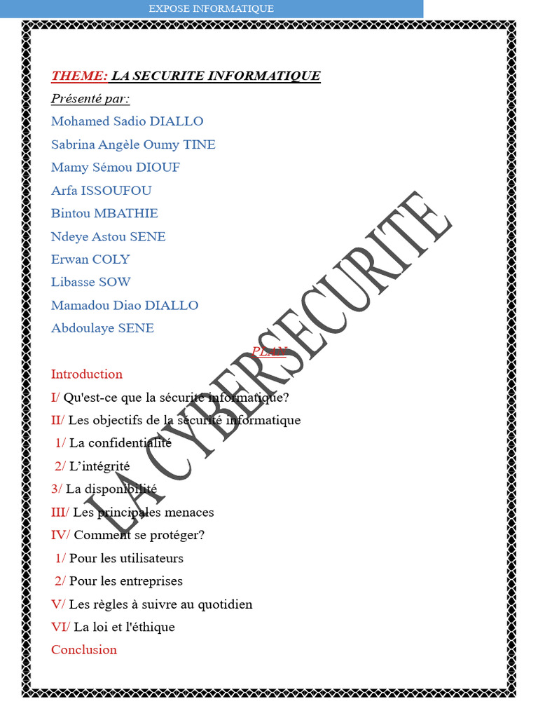Objectifs de la sécurité informatique | PDF | Sécurité | Sécurité des ...