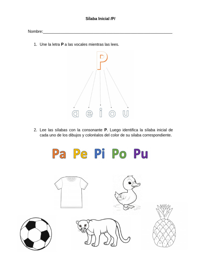 Silaba Inicial P | PDF