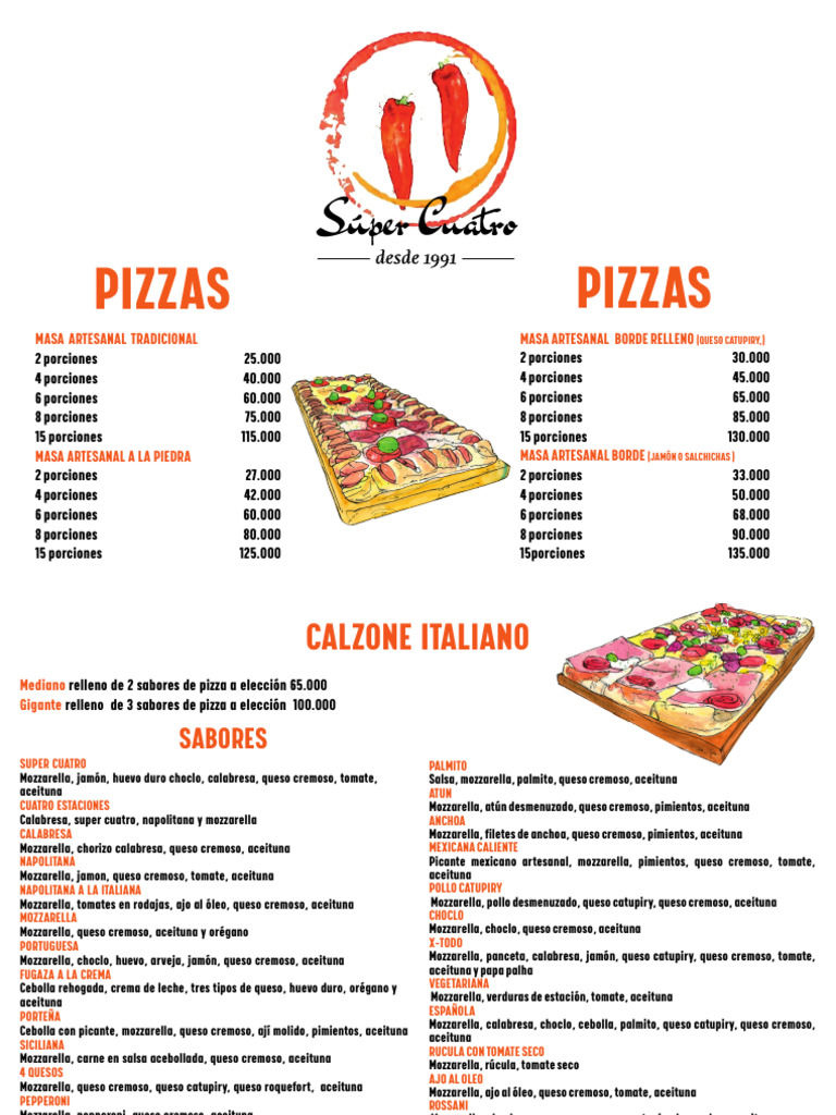 Super Cuatro Menu | PDF | Hamburguesas | filete