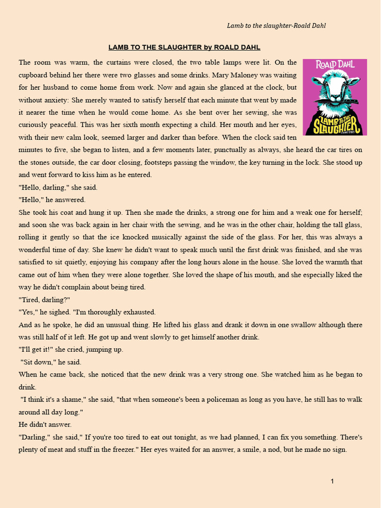 Lamb To The Slaughter-Roald Dahl | PDF