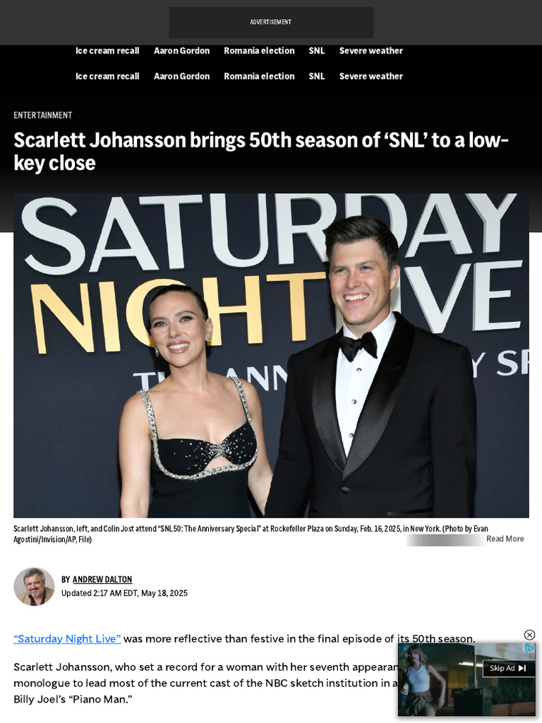 Scarlett Johansson Brings 50th Season of 'SNL' To | PDF | Saturday Night Live