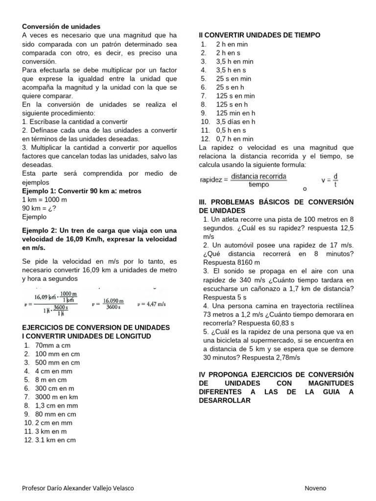 Ejercicios de Conversion de Unidades 9 Pdt | PDF | Exponenciación | Decimal