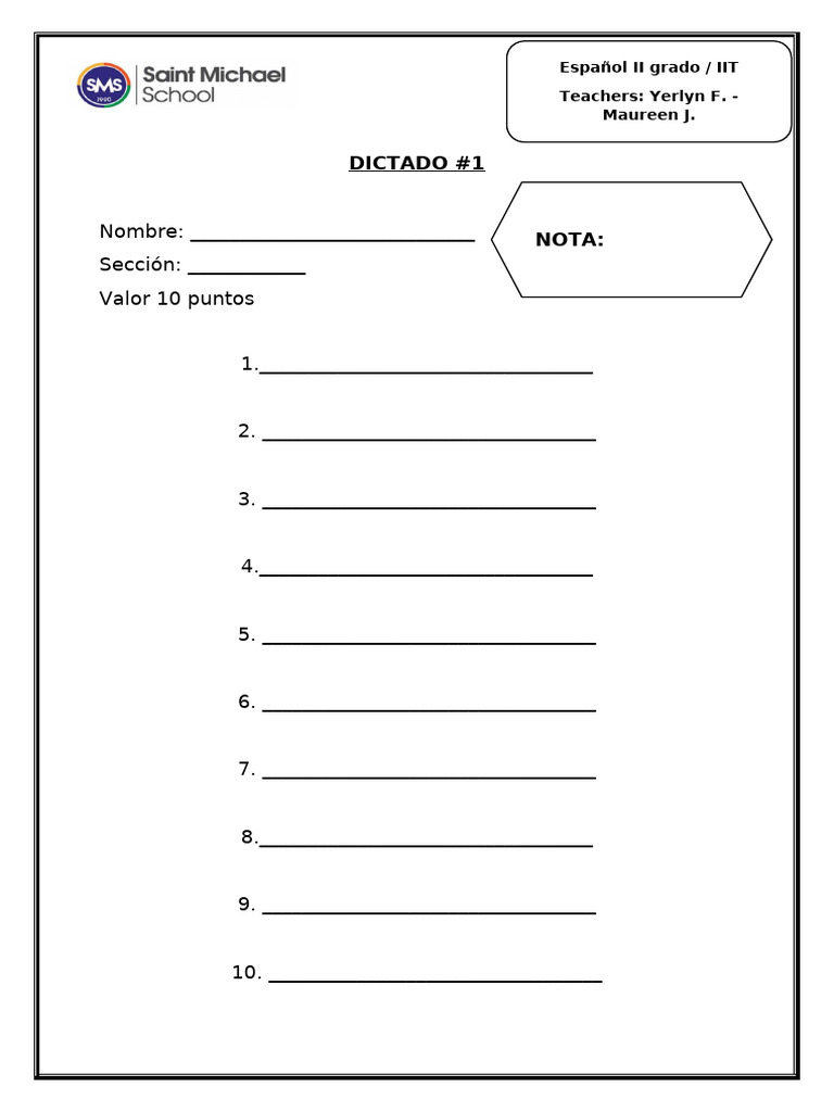 Material Espanol Dictado#1 IIT 87 Copias | PDF