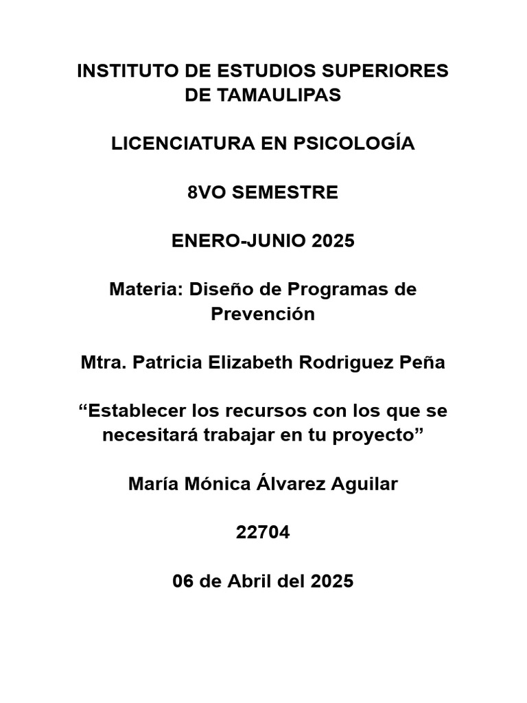 Recursos Del Proyecto | PDF