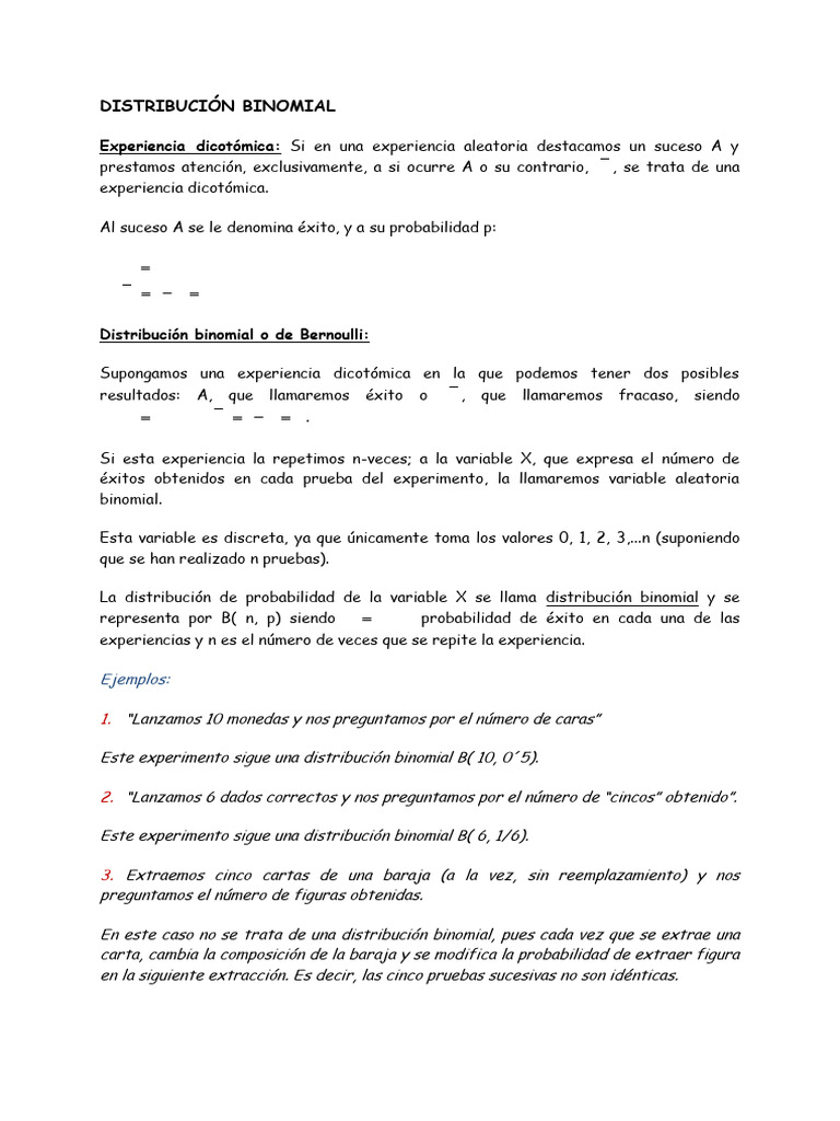 Distribución Binomial | PDF | Teoría de probabilidad | Teoría estadística