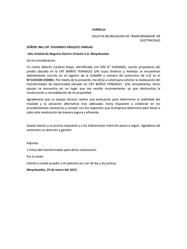 solicitud de luz | PDF