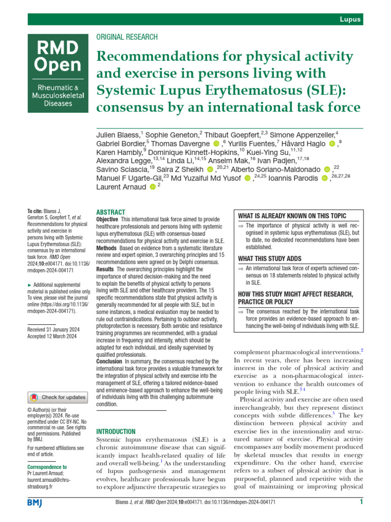 Recommendations for Physical Activity and Exercise in Persons Living ...